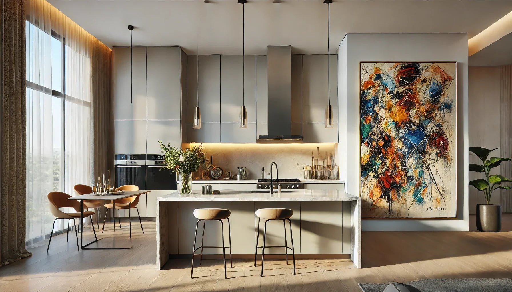 Comment intégrer un tableau expressionniste dans une cuisine moderne