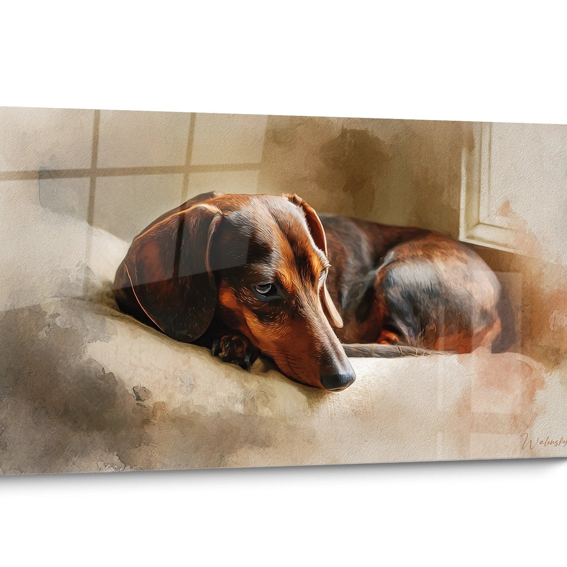Tableau Chien Teckel Aquarelle | Art Canin Original