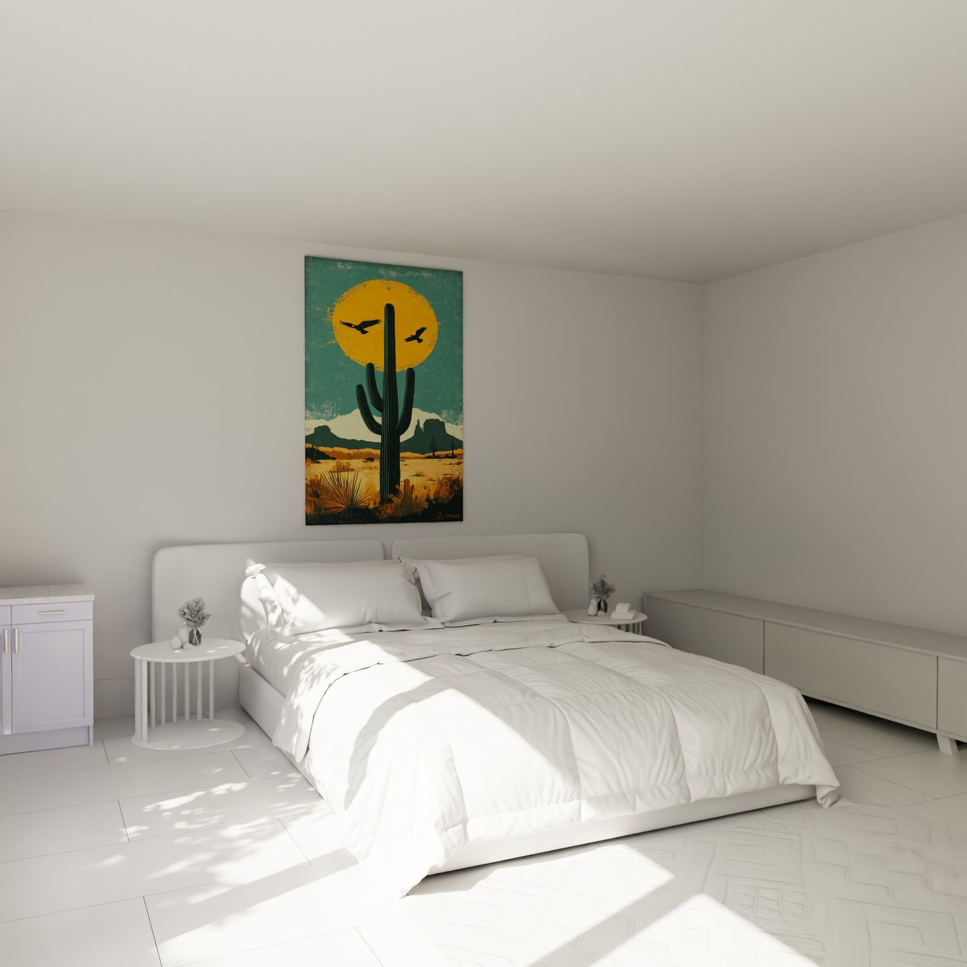 Saguaro Cactus Painting Orange Sunset | Sonora