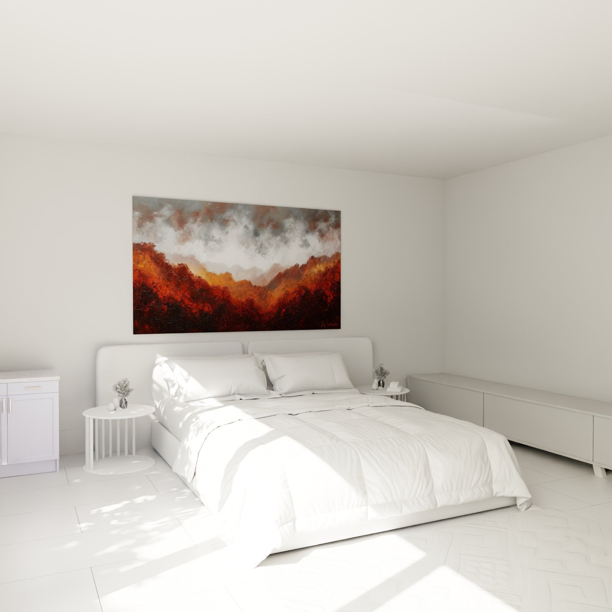 Berglandschaft-Gemälde Ocker Rot - Feng Shui Erdmitte