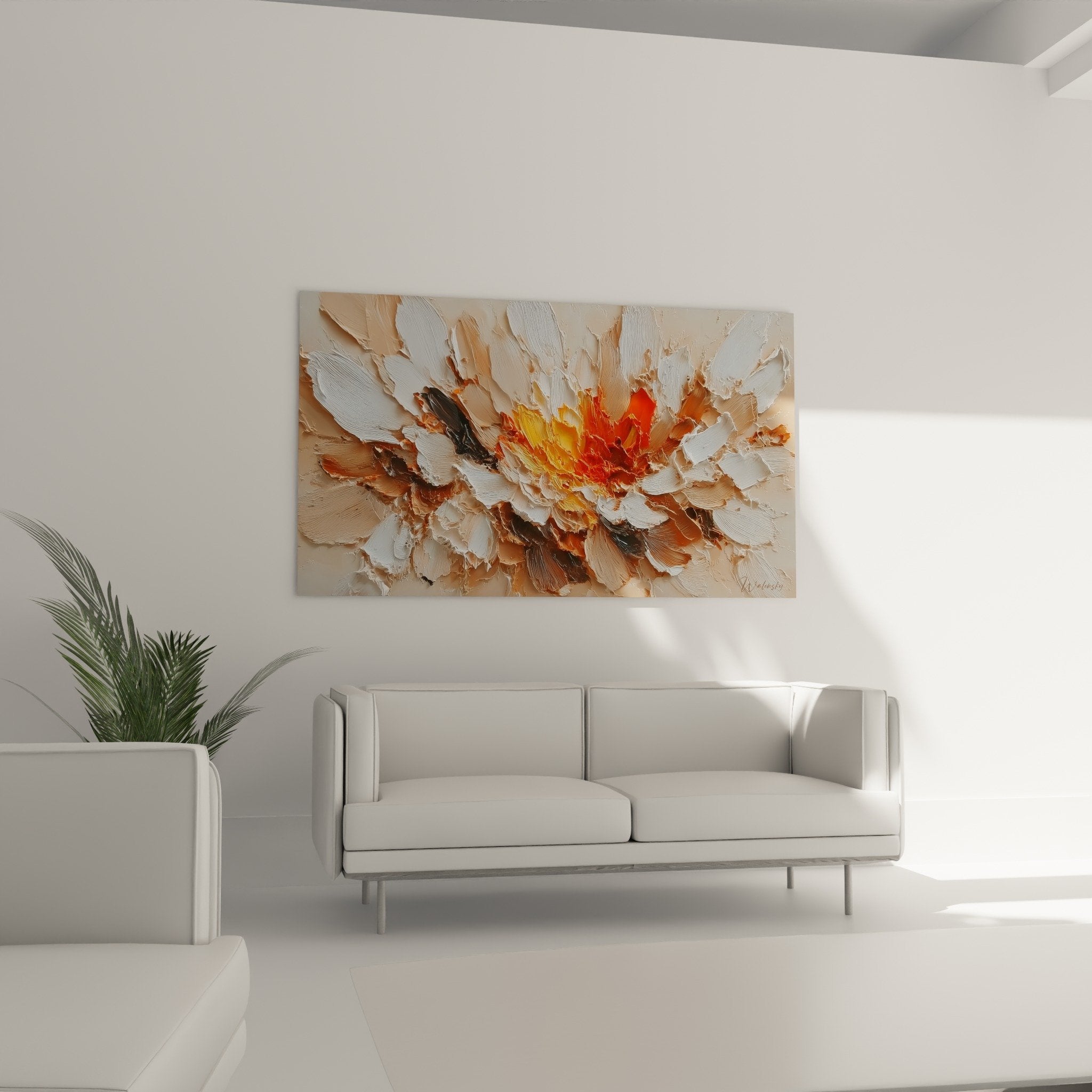 Gemälde Blume Orange und Weiß - Feng shui Erdzentrum