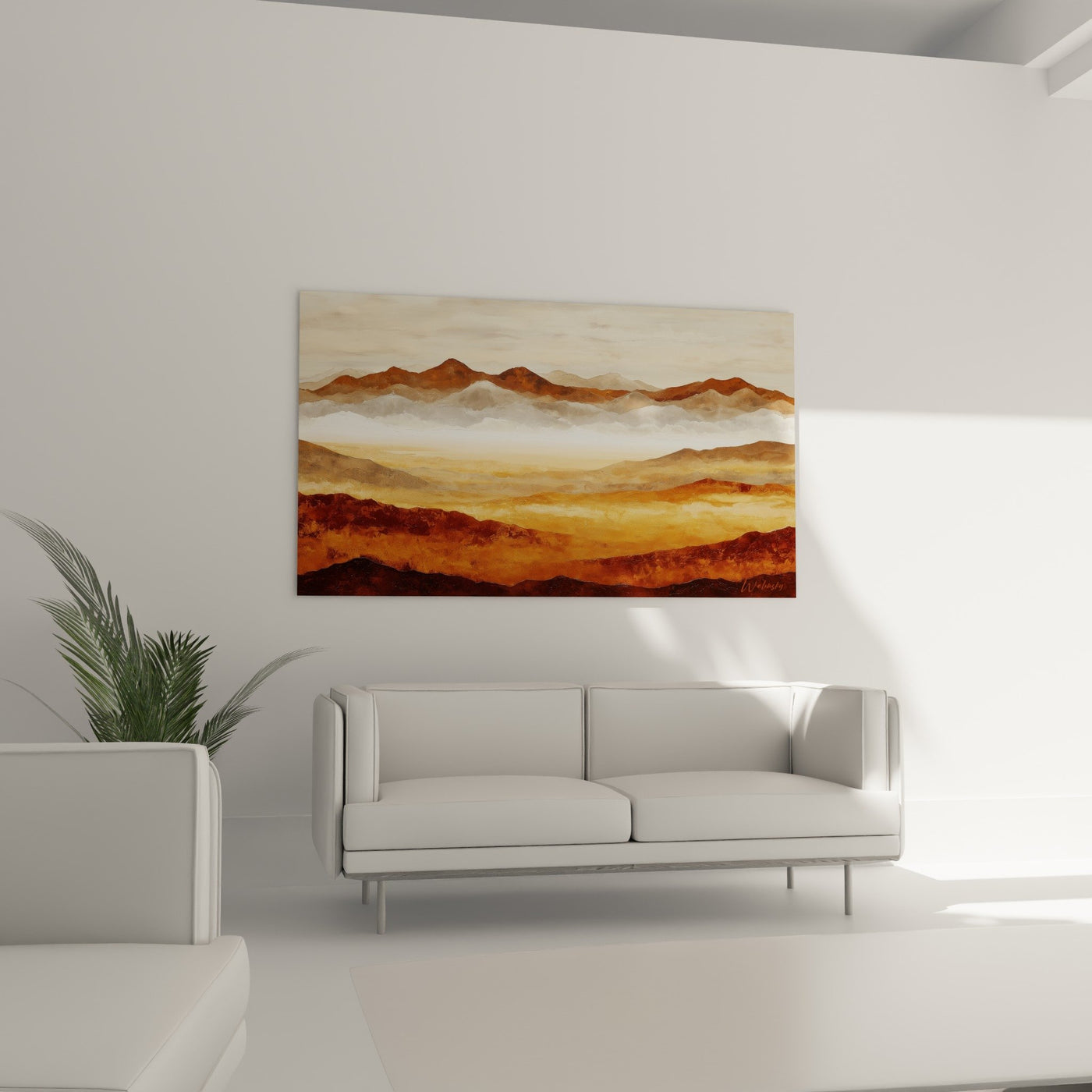 Ochre Mountain Landscape Artwork - Feng shui Centre Terre