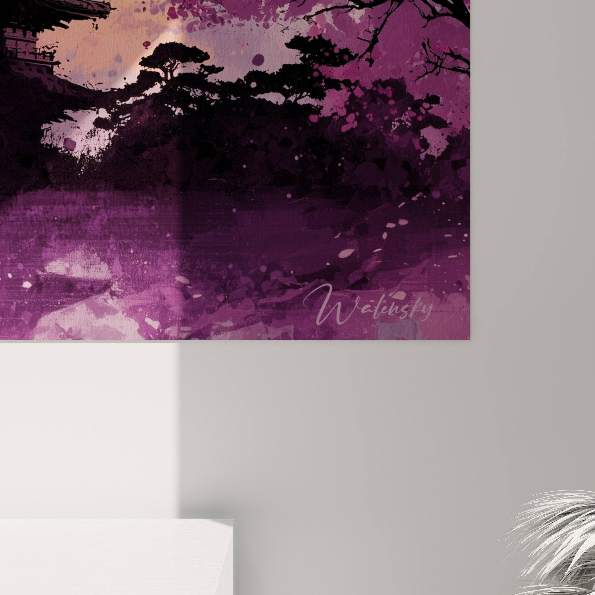 Purple Orange Sunset Pagoda Wall Art - Pagoda Edition