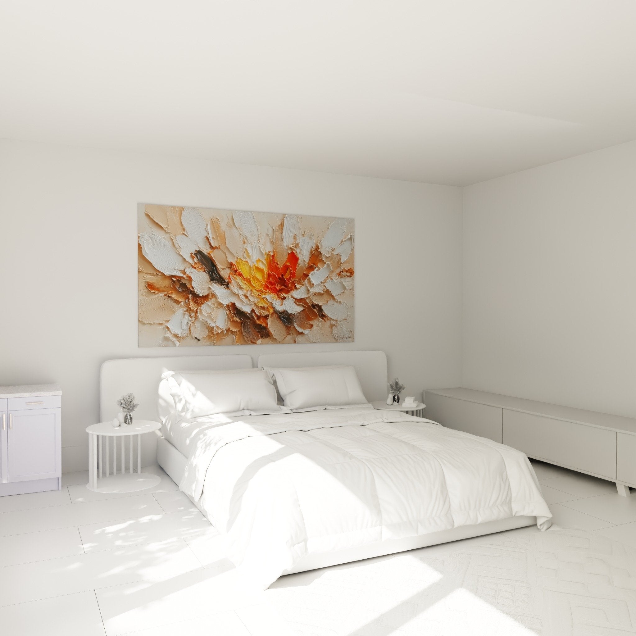 Gemälde Blume Orange und Weiß - Feng shui Erdzentrum