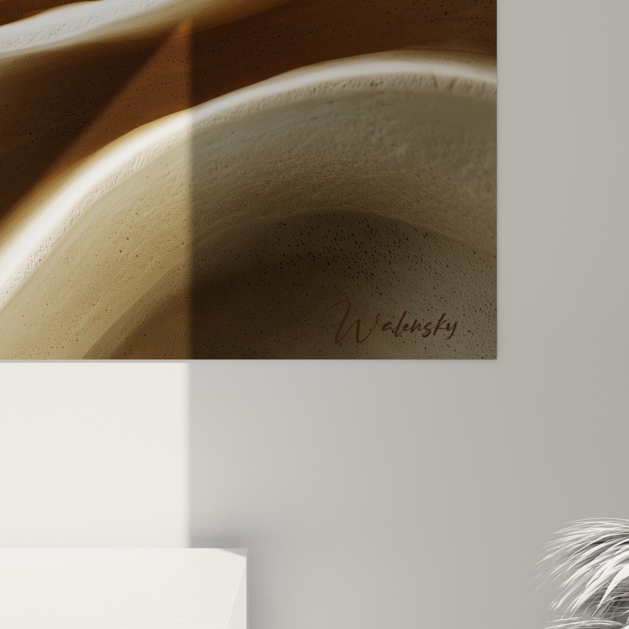 Beige Draperie Bild Wellen - Feng Shui Erd-Zentrum