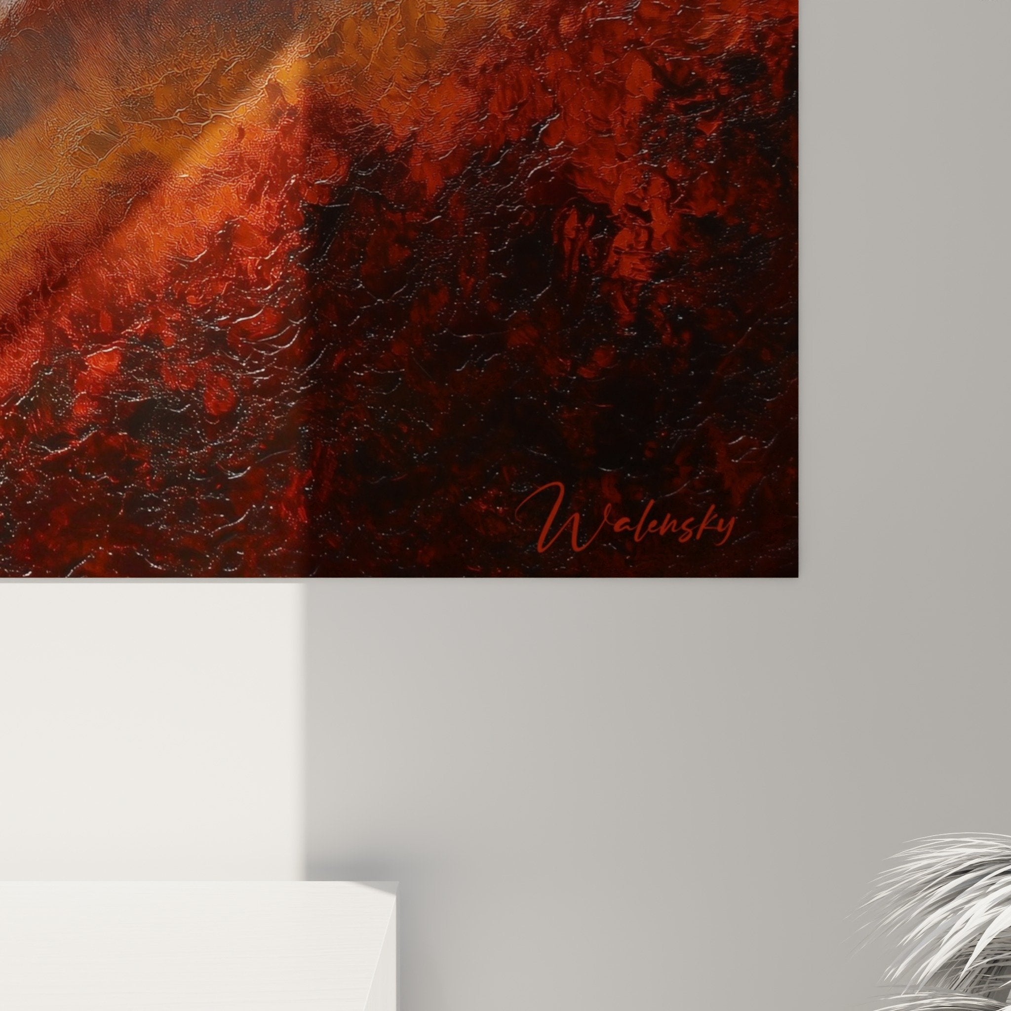 Berglandschaft-Gemälde Ocker Rot - Feng Shui Erdmitte